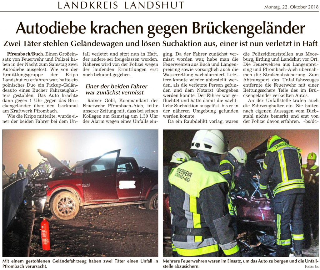 Personensuche nach Verkehrsunfall Personensuche nach Verkehrsunfall